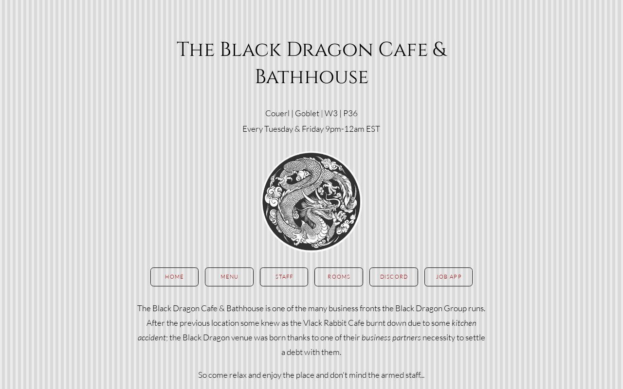 Black Dragon Cafe Menu